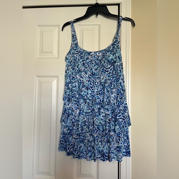 Great Lengths | Swim | Great Lengths Swim Dress In White Navy Blue Size ...